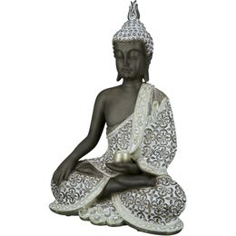 Buddhafigur Gilde "Buddha Mangala braun-wei&szlig;", braun, B:20cm H:29cm T:10cm, Kunstharz, Dekofiguren, Buddhafigur