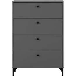Kommode Schildmeyer "Smash, Breite 40 oder 80 cm", grau (anthrazit), B:80,1cm H:116,7cm T:40cm, FSC-zertifizierter Holzwerkstoff, Sideboards, Kommode, 4 Schubladen mit Teilauszug und Metallbeschl&auml;gen