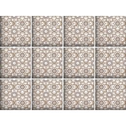 Fliesenaufkleber queence "Mosaik Muster", braun (braun, beige), B:15cm H:15cm T:0,1cm, Fliesenaufkleber, Fliesenaufkleber, Stickerfliesen, selbstklebend, Sticker, 12er Set
