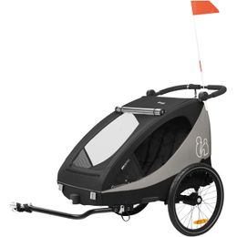 Fahrradkinderanh&auml;nger hauck "2in1 Bike Trailer und Buggy Dryk Duo Plus, black", Kinder, schwarz, Fahrradanh&auml;nger Fahrradkinderanh&auml;nger, f&uuml;r 2 Kinder; inklusive Deichsel