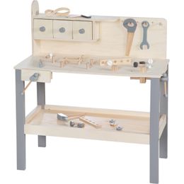 Spielwerkbank Roba "f&uuml;r Kinder", beige (natur, grau), Rollenspielzeug, KinderB:73cm H:86cm T:41cm, Holz, Spielwerkbank, B:73cm H:86cm T:41cm