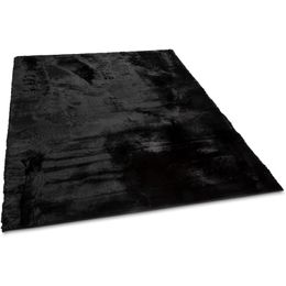 Fellteppich Gino Falcone "Kuschelteppich Chiara", schwarz, B:90cm H:30mm L:160cm, Polyester, Teppiche, Fellteppich, Kunstfell, Kaninchenfell-Haptik, besonders weicher Langflor