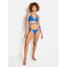 Bikini-Hose LSCN BY LASCANA "Gina", Damen, Gr. 48, N-Gr, blau (royalblau), Recycling-Polyamid, unifarben, Badehosen Bikini-Hose, vorne und hinten zu regulieren