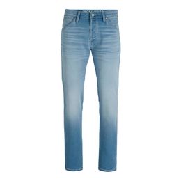 Jack & Jones Tapered-fit-Jeans JACK & JONES "JJIMIKE mit Stretch, Used-Look und bequemer Passform", Herren, Gr. 34, L&auml;nge 32, blau denim, Denim/Jeans, Obermaterial: 48% Baumwolle, 26% Viskose, 25% Polyester, 1% Elasthan, unifarben, bequem kn&ouml;chellang, Jeans Tapered-fit-Jeans, mit Abriebeffekten