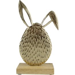 Dekofigur AM Design "Osterei aus Aluminium und Mangoholz", gold (goldfarben), B:5cm H:20,5cm T:20,5cm, Metall, Dekofiguren, Dekofigur, Osterdeko, in zwei Gr&ouml;&szlig;en