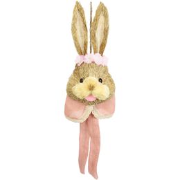 Dekofigur I.GE.A. "Tierfigur Bast-Hasenkopf Hase Osterhasen Deko Ostern Osterdeko", rosa, B:21cm H:80cm, Baumwolle, sonstige Fasern, Dekofiguren, Dekofigur, T&uuml;rdeko Wanddeko Osterfigur Fr&uuml;hlingsdeko Dekohase Skulptur Fr&uuml;hling