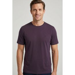 T-Shirt Fynch-Hatton, Herren, Gr. M, aubergine, Jersey, Obermaterial: 100% Baumwolle, bestickt, unifarben, normal h&uuml;ftbedeckend, Rundhals, Shirts T-Shirt, normale Passform, Kurzarm, h&uuml;ftbedeckende L&auml;nge, aus Baumwolle