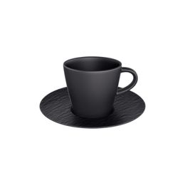 Villeroy & Boch Tasse VILLEROY & BOCH "Espressotasse mit Untertasse Manufacture Rock 60 ml / &oslash; 12,1 cm schwarz", schwarz, 1 tlg., Porzellan, Trinkgef&auml;&szlig;e, Tasse