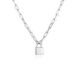 Kette mit Anh&auml;nger Elli Premium "Halskette Schloss Liebe Gliederkette Unisex 925er Silber" Gr. 50, silber, Halsketten, Damen, ohne Stein, Silber 925 (Sterlingsilber), Kette mit Anh&auml;nger