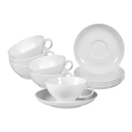 Tasse Seltmann Weiden "Teetassen mit Untertassen Rondo/Liane 0,14l 6er Set wei&szlig;", wei&szlig;, 12 tlg., Porzellan, Trinkgef&auml;&szlig;e, Tasse
