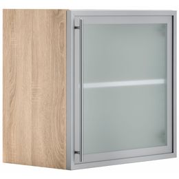 H&auml;ngeschrank Optifit, silber (alu, eichefarben), B:60cm H:57,6cm T:35,2cm, Schr&auml;nke, H&auml;ngeschrank, Breite 60 cm