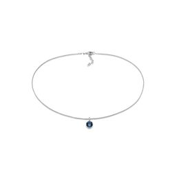 Choker Elli "Halskette Solit&auml;r Kristall Venezianerkette 925 Silber" Gr. 36, blau, Halsketten, Damen, ohne Stein, Silber 925 (Sterlingsilber), Choker