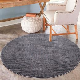 Teppich Carpet City "Frise&eacute;-Teppich FANCY 648", grau, H:12mm &Oslash;:160cm, Polypropylen (PP), Teppiche, Teppich, Kurzflor,3D-Optik,Kreisf&ouml;rmiges Muster, Wohnzimmer,Schlafzimmer