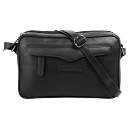 Umh&auml;ngetasche Bruno Banani, Damen, Gr. B/H/T: 25cm x 16cm x 6cm onesize, schwarz, Leder, unifarben, Taschen Umh&auml;ngetasche, echt Leder