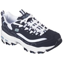 Sneaker Skechers "D&acute;Lites - Biggest Fan", Damen, Gr. 41, blau (navy, wei&szlig;), Leder, Synthetik, Textil, Schuhe Sneaker, Freizeitschuh, Halbschuh, Schn&uuml;rschuh im trendigen Chunky-Style, Topseller