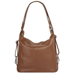 Shopper Samantha Look, Damen, Gr. B/H/T: 31cm x 29cm x 11cm onesize, braun (cognac), Leder, leicht gl&auml;nzend, unifarben, Taschen Shopper, echt Leder, Made in Italy