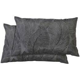 Dekokissen GO-DE "Sophia", grau (anthrazit), B:60cm L:40cm, Baumwolle, Polyester, Dekokissen_Sitzkissen_Kissenh&uuml;llen, Dekokissen, 2er Set, 40x60 cm