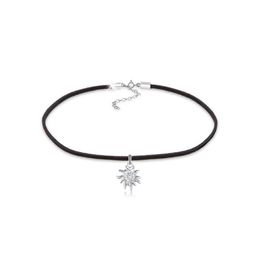 Choker Elli "Halskette Choker mit Anh&auml;nger Edelweiss 925 Sterling Silber" Gr. 32, silber, Halsketten, Damen, ohne Stein, Silber 925 (Sterlingsilber), Choker
