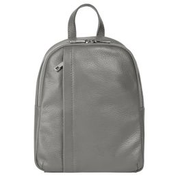Cityrucksack Samantha Look, Damen, Gr. B/H/T: 29cm x 9cm, onesize, grau, Leder, Rindsleder, Rucks&auml;cke Cityrucksack, Echt Leder, Made in Italy