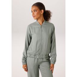 Blouson Aniston CASUAL, Damen, Gr. 40, schilf, Twill, Obermaterial: 64% Lyocell, 30% Viskose, 6% Polyamid. Futter: 100% Polyester, unifarben, figurumspielend h&uuml;ftlang, elastischer Bund mit innenliegendem Gummizug, Jacken Blouson, in trendiger Twill-Qualit&auml;t - NEUE KOLLEKTION