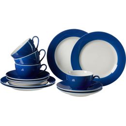Ritzenhoff & Breker Kaffeeservice RITZENHOFF & BREKER "Doppio", blau, 12 Stk., Porzellan, Geschirr-Sets, Kaffeeservice, Geschirr-Set