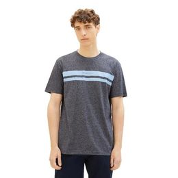 T-Shirt Tom Tailor Denim, Herren, Gr. S, blau (sky captain blau), Obermaterial: 50% Baumwolle, 50% Polyester, regular fit normal, Rundhals, Shirts T-Shirt, mit Frontprintlogo