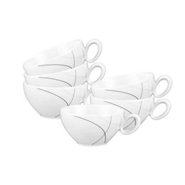 Tasse Seltmann Weiden "Teetassen Trio Highline 0,21 l 6er Set wei&szlig;-grau", bunt (wei&szlig;, grau), 6 tlg., Porzellan, Trinkgef&auml;&szlig;e, Tasse