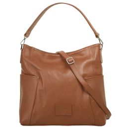 Shopper Samantha Look, Damen, Gr. B/H/T: 42cm x 30cm x 14cm onesize, braun (cognac), Leder, Strukturmuster, Taschen Shopper, echt Leder, Made in Italy