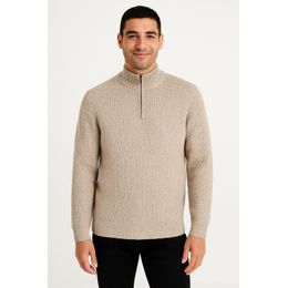 Only & Sons Troyer ONLY & SONS "ONSROLF REG HALF ZIP NECK KNIT - OTL", Herren, Gr. M, silber (silber lining), Strick, Obermaterial: 60% Polyacryl, 40% Baumwolle, unifarben, regular fit, hoch geschlossener Ausschnitt, Pullover Troyer