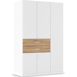 Dreht&uuml;renschrank Rauch "Kleiderschrank Schrank Garderobe MAIKA mit Dekor-Front", wei&szlig; (alpinwei&szlig;, eiche artisan), B:136cm H:210cm T:54cm, Holzwerkstoff, Schr&auml;nke, Dreht&uuml;renschrank, 2 Schubladen, in verschiedenen Breiten, H&ouml;hen, Farben, MADE IN GERMANY