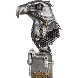 Tierfigur CASABLANCA BY GILDE "Skulptur Steampunk Eagle", silber (silberfarben), B:13cm H:27cm T:19cm, Kunstharz, Dekofiguren, Tierfigur, mit kupferfarbenen Elementen