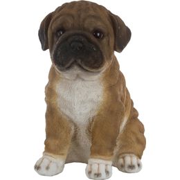 Dekofigur "Mops", braun, B:15cm H:21cm T:25cm, Polyresin (Kunststein), MyFlair M&Ouml;BEL & ACCESSOIRES, Dekofiguren, Dekofigur, Hund, braun, sitzend,, Wohnzimmer