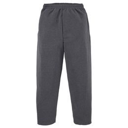 Sweathose Fruit of the Loom, Herren, Gr. S (44/46), N-Gr, grau (anthrazit, meliert), angeraute Sweatware, Obermaterial: 60% Baumwolle, 40% Polyester, bequem lang, Hosen Sweathose, Open Leg Jogginghose, Topseller