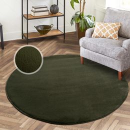 Hochflor-Teppich Carpet City "TOPIA400", gr&uuml;n (basil), H:21mm &Oslash;:120cm, Obermaterial: 100% Polyester, Teppiche, Hochflor-Teppich, besonders weich und kuschelig durch Polyester, Uni-Farben