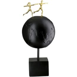 Dekoobjekt Gilde "Skulptur Erde; Paar Around the World schwarz H. 33,5 cm", schwarz, B:15cm H:33,5cm T:15cm, Kunstharz, Dekofiguren, Dekoobjekt