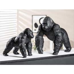 Tierfigur CASABLANCA BY GILDE "Skulptur Gorilla", schwarz, B:42cm H:36cm T:29cm, Kunstharz, Dekofiguren, Tierfigur