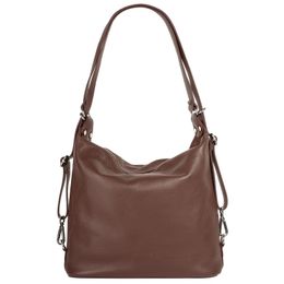 Shopper Samantha Look, Damen, Gr. B/H/T: 31cm x 29cm x 11cm onesize, braun, Leder, leicht gl&auml;nzend, unifarben, Taschen Shopper, echt Leder, Made in Italy
