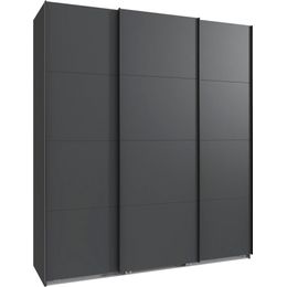 Kleiderschrank wimex "Mugano, Made in Germany, Lieferung bis in Deine Etage und Stellort", schwarz (grafit, griffe schwarz), B:180cm H:208cm T:65cm, Holzwerkstoff, Schr&auml;nke, Kleiderschrank, 3 Schwebet&uuml;ren, gro&szlig;e Gr&ouml;&szlig;en, mit oder ohne Spiegel, Metallgriffe