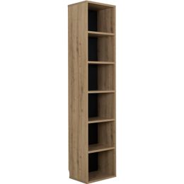 B&uuml;cherregal GAMI "CRAFT", braun (artisan eiche nachbildung), H:209cm T:35cm, Holzwerkstoff, Regale, B&uuml;cherregal, B&uuml;cherregal mit 3 Regalb&ouml;den und 2 Ablagefl&auml;chen