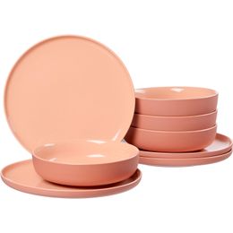Ritzenhoff & Breker Tafelservice RITZENHOFF & BREKER "Teller Set, Geschirr-Set Jasper", rosa (puder), 8 Stk., Steinzeug, Geschirr-Sets, Tafelservice, Scandic Style, 8 Teile, f&uuml;r 4 Personen