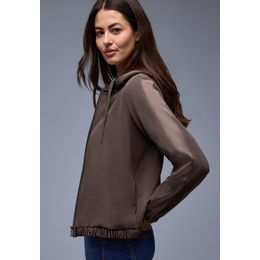 Kapuzensweatjacke Street One, Damen, Gr. 42, molten earth, Sweatware, Obermaterial: 46% Modal, 46% Polyester, 8% Elasthan, unifarben, l&auml;ssig geschnitten h&uuml;ftbedeckend, Rundhals, elastischer Bund, Sweatjacken Kapuzensweatjacke, im Silk-Look, mit seidigem Glanz