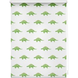 Seitenzugrollo LICHTBLICK ORIGINAL "Rollo Klemmfix, ohne Bohren, blickdicht, Dinos - Gr&uuml;n", gr&uuml;n (gr&uuml;n, wei&szlig;), B:60cm H:150cm, Polyester, Rollos, Seitenzugrollo