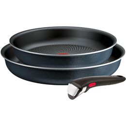 Pfannen-Set Tefal "Ingenio So'Light, Pfannenset abnehmbarer Griff, Light Tech Technologie", schwarz, B:31cm H:6cm L:35cm &Oslash;:28cm, Pfannen, Pfannen-Set, stapelbar, platzsparend, einfache Reinigung, Induktion, L72391