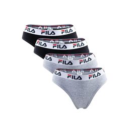 Slip Fila "Slip 4er Pack", Damen, Gr. L, schwarz (schwarz, grau), Obermaterial: 95% Baumwolle CO. 5% Elasthan EL., Unterhosen Slip