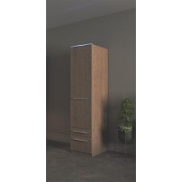 Kleiderschrank Priess "Schrank Garderobe W&auml;scheschrank Barcelona in 5 Breiten", braun (edelbuchefarben), B:48cm H:193cm T:54cm, Holzwerkstoff, Schr&auml;nke, Kleiderschrank, viel Stauraum, ger&auml;umige Schubk&auml;sten, mit Spiegel, MADE IN GERMANY