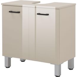 Waschbeckenunterschrank Welltime "Florenz,Breite 60cm, 2 T&uuml;r, 2 F&auml;cher, mit Siphonausschnitt, MDF-Front", beige (kaschmir), B:59cm H:60cm T:30cm, MDF, Schr&auml;nke, Waschbeckenunterschrank, in verschiedenen Farben erh&auml;ltlich, Badm&ouml;bel, Badschrank, Kommode, Bad