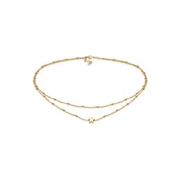 Choker Elli "Halskette Layer Choker Sterne Astro Kugelkette 925 Silber" Gr. 36, gold, Halsketten, Damen, ohne Stein, Silber 925 (Sterlingsilber), Choker
