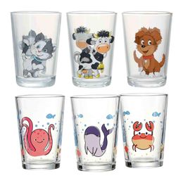 Ritzenhoff & Breker Kinderbecher RITZENHOFF & BREKER "Kindergl&auml;ser Hof- und Meerestiere 205 ml 6er Set bunt", bunt, Glas, Trinkgef&auml;&szlig;e, Kinderbecher