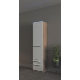 Kleiderschrank Priess "Schrank Garderobe W&auml;scheschrank Barcelona in 5 Breiten", wei&szlig; (struktureichefarben hell, wei&szlig;), B:48cm H:193cm T:36cm, Holzwerkstoff, Schr&auml;nke, Kleiderschrank, viel Stauraum, ger&auml;umige Schubk&auml;sten, mit Spiegel, MADE IN GERMANY