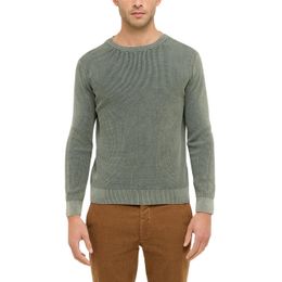 Rundhalspullover Mustang "Style Elliot", Herren, Gr. M, agave gr&uuml;n, Strick, Obermaterial: 100% Baumwolle, unifarben, regular fit normal, Rundhals, B&uuml;ndchen, Pullover Rundhalspullover